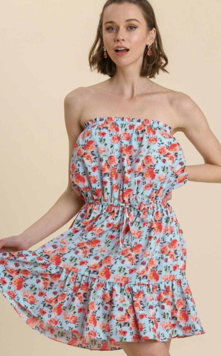 Umgee floral strapless dress/ cover up – thehcrewcompany